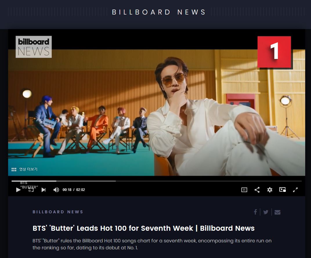 BTS se mantiene por 7ª semana en el 1er lugar de la lista de Billboard ...